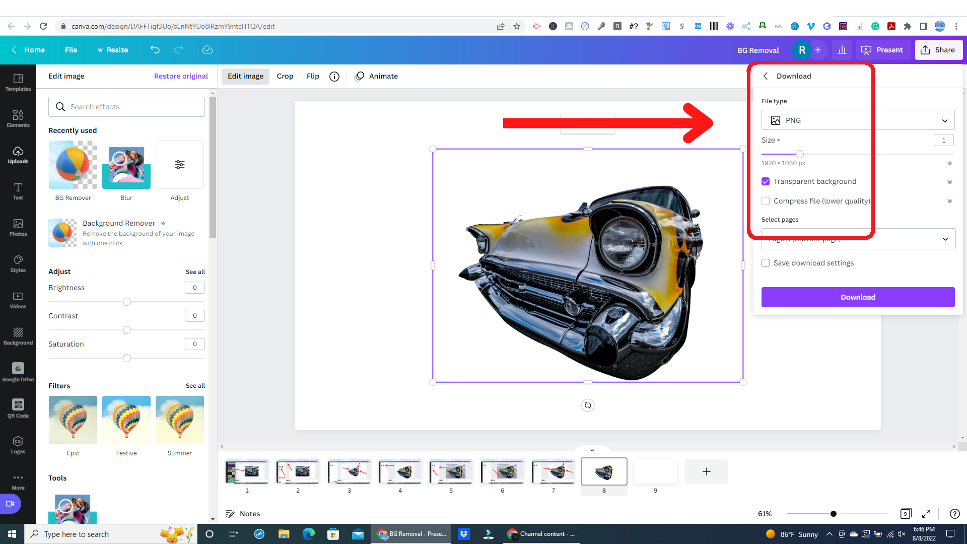 How To Remove The Background In An Image Using Canva Pro: One Click ...